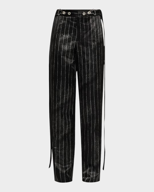 Jean Paul Gaultier Pinstripe Satin Tailored Trousers | Neiman Marcus