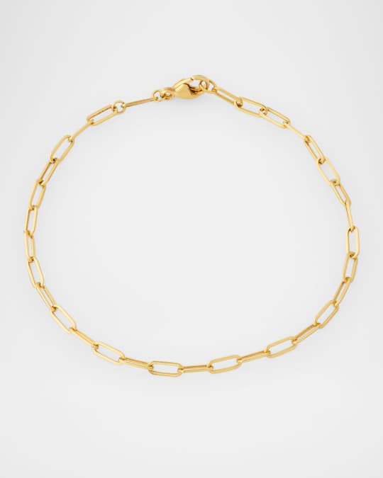 Lisa Nik Golden Dreams 18K Yellow Gold Petite Paper Clip Chain Bracelet ...