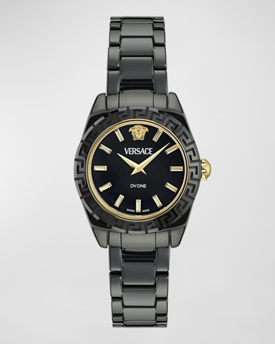 Versace 28mm DV One Watch with Bracelet Strap, Black | Neiman Marcus