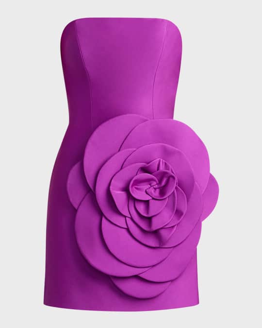 Zac Posen Strapless Flower Applique Mini Dress | Neiman Marcus