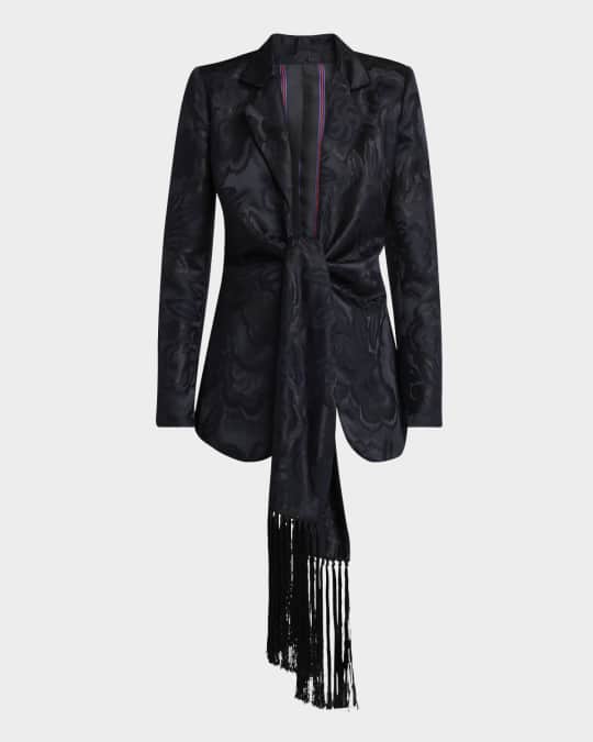 Etro Jacquard Fringe-Tie Wrap Jacket | Neiman Marcus