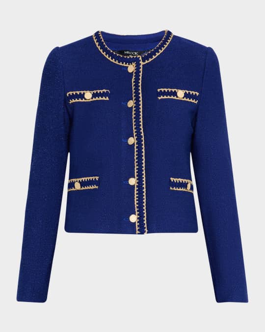 Misook Braid-Trim Boucle Knit Jacket | Neiman Marcus