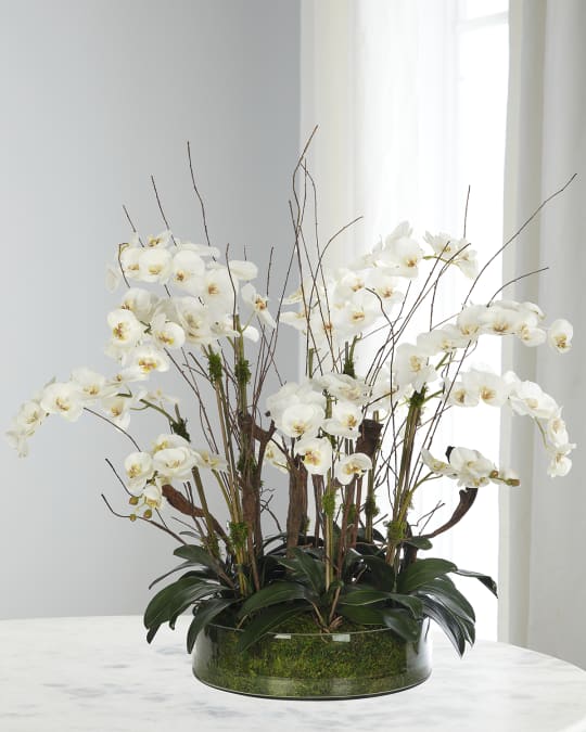 NDI White Phalaenopsis Orchids 42" Faux Floral Arrangement in a Moss ...