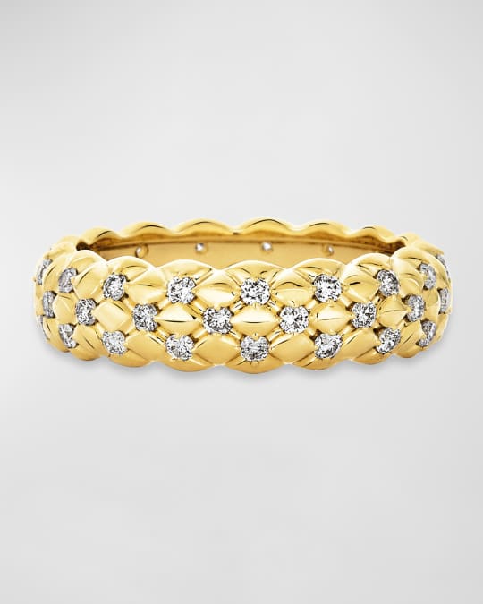 STONE AND STRAND Puff Puff Quilted Diamond Cigar Band Ring | Neiman Marcus