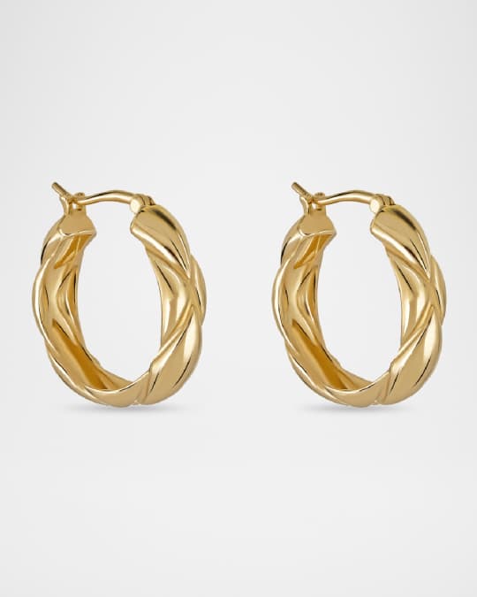 STONE AND STRAND Puff Puff Quilted Hoop Earrings | Neiman Marcus