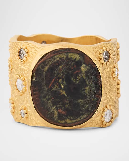 COOMI 20K Rose Gold Coin Band Ring with Diamonds, Size 7 | Neiman Marcus