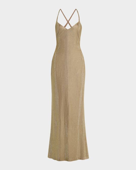 Ralph Lauren Collection Presling Crystal Crisscross Backless Gown ...