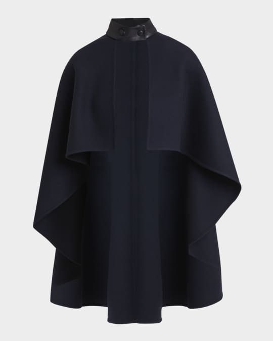 Chloe Leather Strap Double Face Wool Cape | Neiman Marcus
