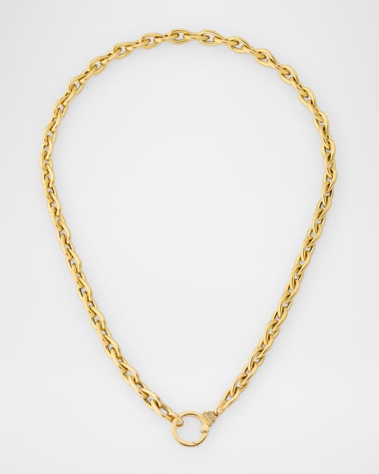 Sorellina 18K Yellow Gold Smooth Teardrop Chain Necklace with Diamonds ...