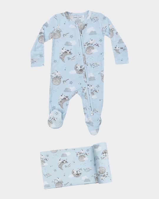 Angel Dear Kid's I Love You To The Moon And Cows Printed Footie W ...