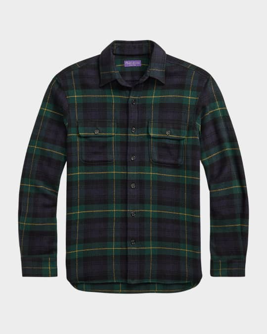 Ralph Lauren Purple Label Men's James Plaid Wool-Cashmere Shirt ...