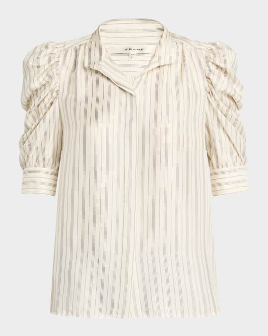FRAME Gillian Stripe Puff-Sleeve Top | Neiman Marcus