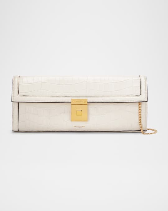DeMellier Paris Croc-Embossed Leather Clutch Bag | Neiman Marcus