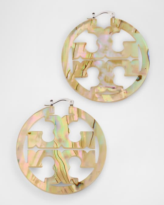 Tory Burch Miller Hoop Earrings, Abalone | Neiman Marcus