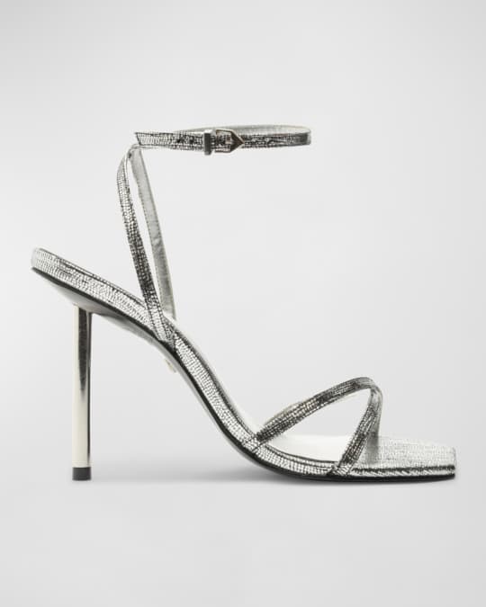 Schutz Eva Metallic Crisscross Stiletto Sandals | Neiman Marcus