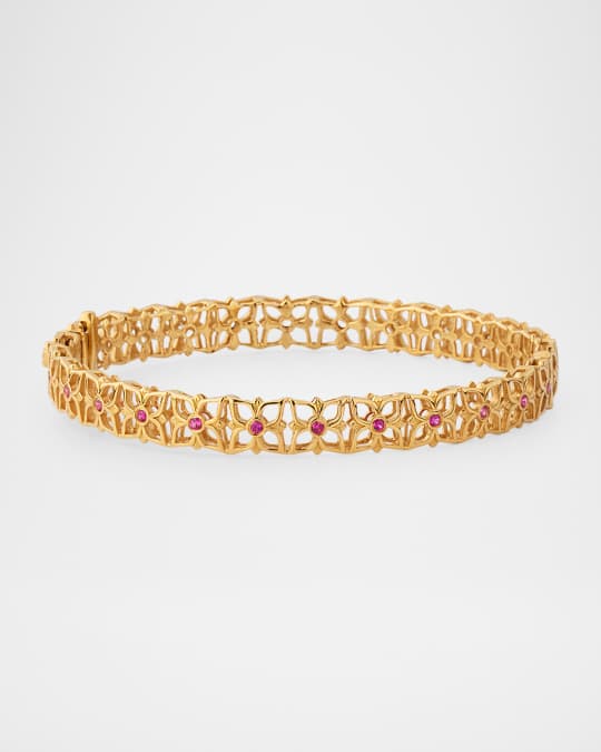 Stephen Dweck 18K Yellow Gold Diamond and Ruby Bangle Bracelet | Neiman ...