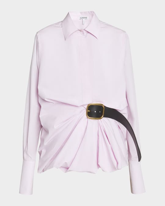 Loewe Belted Balloon-Hem Blouse | Neiman Marcus