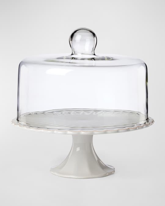 Lenox French Pearl Scallop Cake Plate with Dome | Neiman Marcus