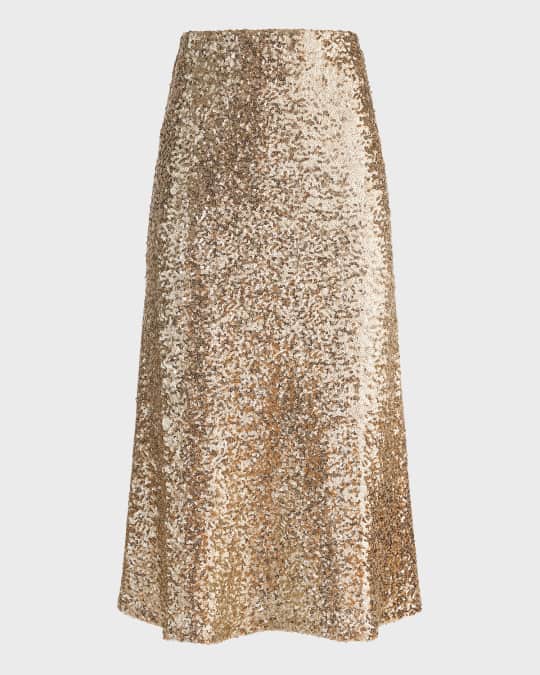 ALICE + OLIVIA Maeve Sequined Kick Flare Slip Skirt | Neiman Marcus