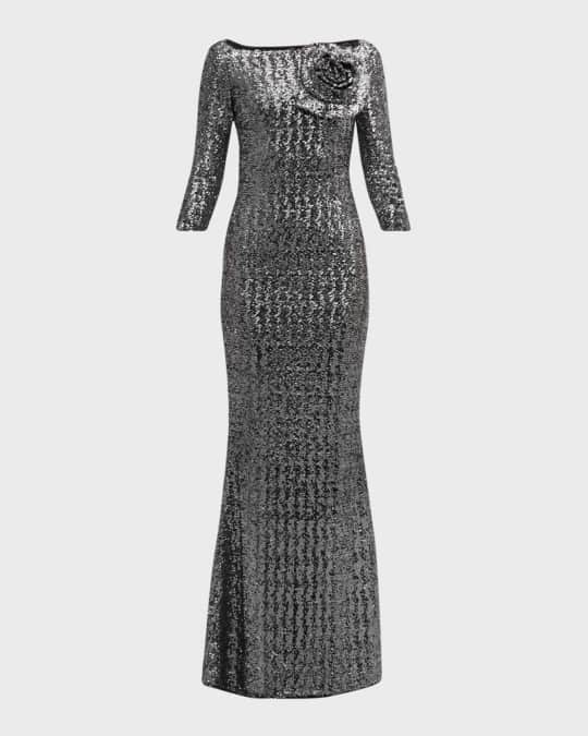 Chiara Boni La Petite Robe Boat-Neck Sequin Mermaid Gown | Neiman Marcus