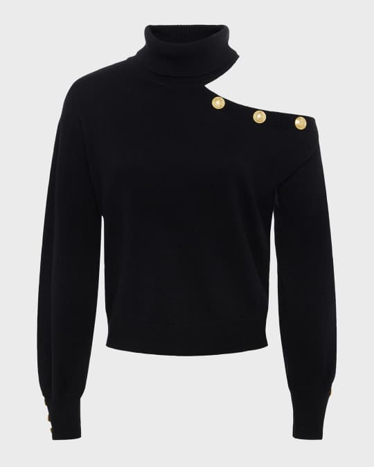 L'Agence Brixie Cut-Out One-Shoulder Turtleneck Sweater | Neiman Marcus
