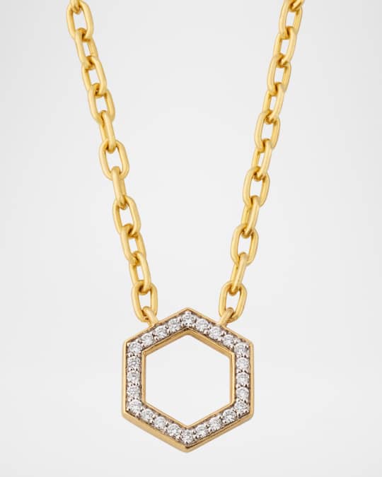 Harwell Godfrey Mini Diamond Hexagon Foundation Chain Necklace in 18K ...