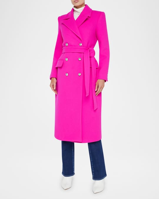 L'Agence Olina Belted Long Wool Coat | Neiman Marcus