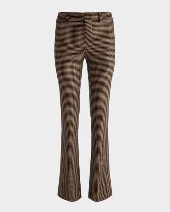 ALICE + OLIVIA New Olivia Mini Houndstooth Low-Rise Slim Flare Trousers ...