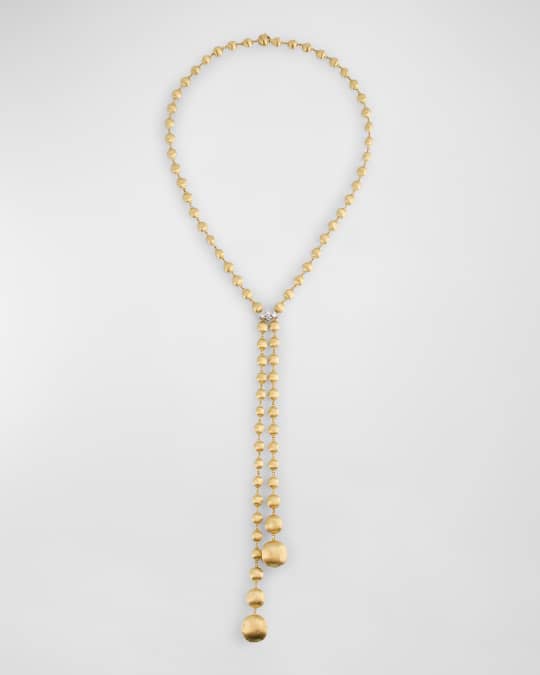 Marco Bicego 18K Yellow Gold Lariat Necklace with Diamonds | Neiman Marcus