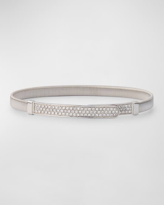 Marco Bicego 18K White Gold Coil Bangle with Diamonds | Neiman Marcus