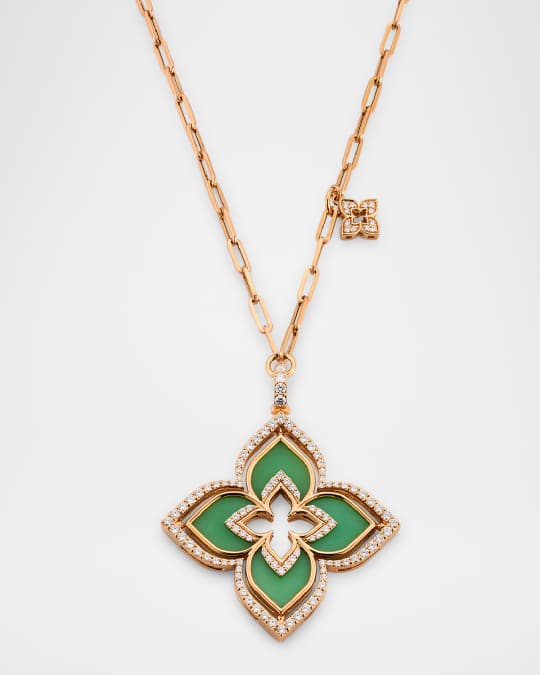Roberto Coin 18K Rose Gold Diamond Chrysoprase Pirouette Pendant ...