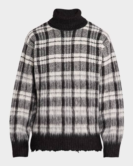 Helmut Lang Men's Chunky Plaid Turtleneck | Neiman Marcus
