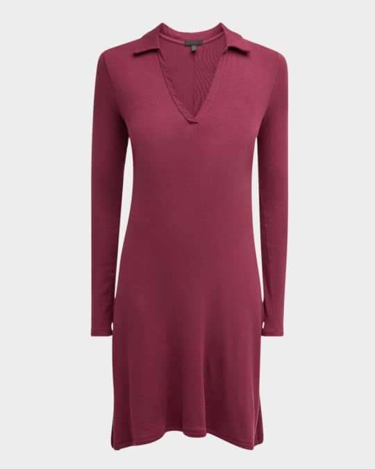 ATM Anthony Thomas Melillo Modal Rib Split-Neck Dress | Neiman Marcus