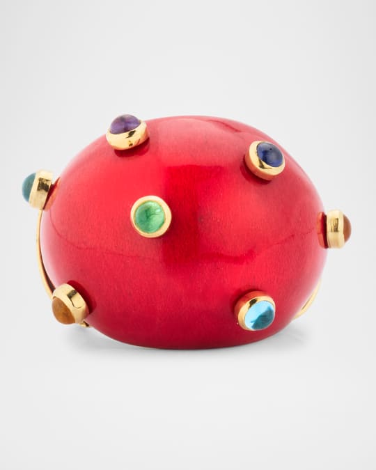 Silvia Furmanovich 18K Yellow Gold Marquetry Statement Ring with Red ...