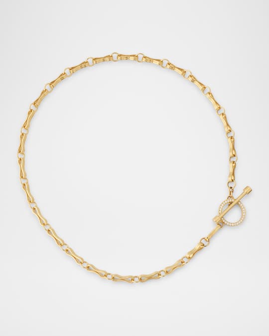 AZLEE Large Motif Double Link Pavé Toggle Chain Necklace | Neiman Marcus
