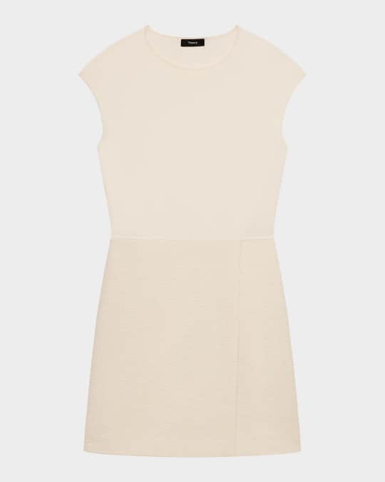 Theory Plush Tweed Wrap Skirt Combo Mini Dress | Neiman Marcus