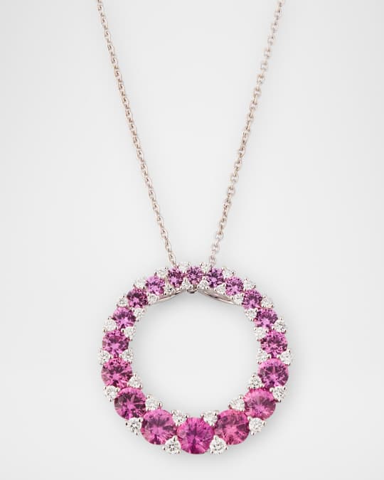 Lisa Nik Rainbow 18K White Gold Ombré Circle Pink Sapphire and Diamond ...