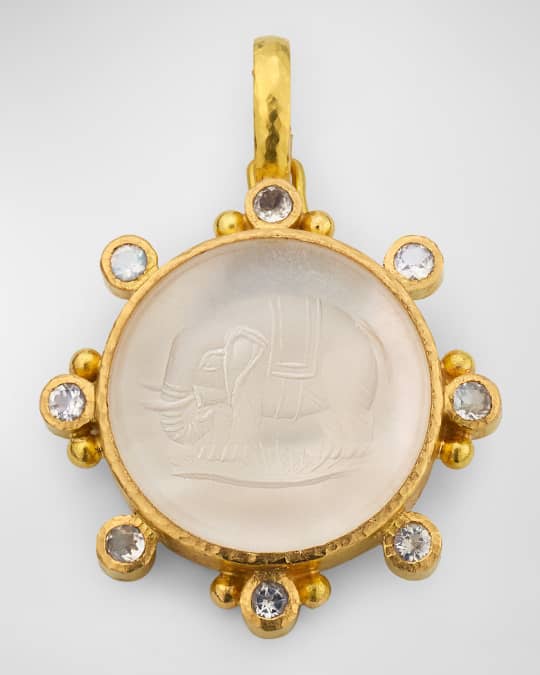 Elizabeth Locke 19K Elephant Rock Crystal Intaglio Pendant with ...
