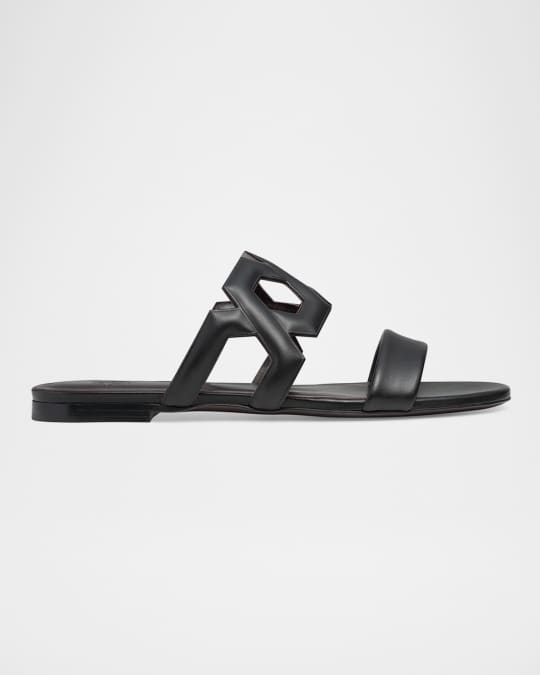 Bougeotte Leather Link Flat Slide Sandals | Neiman Marcus