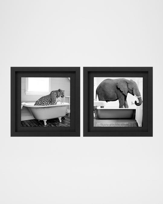 "Safari Bath II" Framed Giclees by SD Studio, Set of 2 | Neiman Marcus