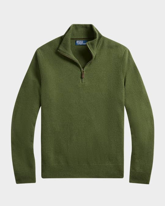 Polo Ralph Lauren Men's Wool Quarter-Zip Sweater | Neiman Marcus