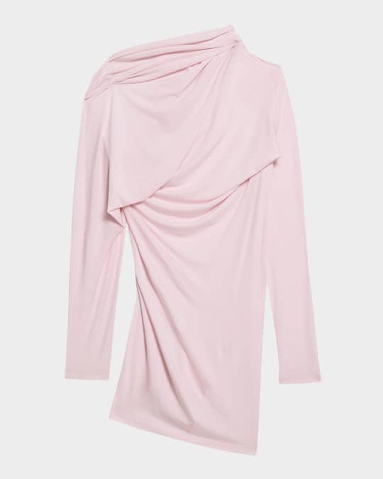 Helmut Lang Draped Long-Sleeve Cloud Jersey Top | Neiman Marcus