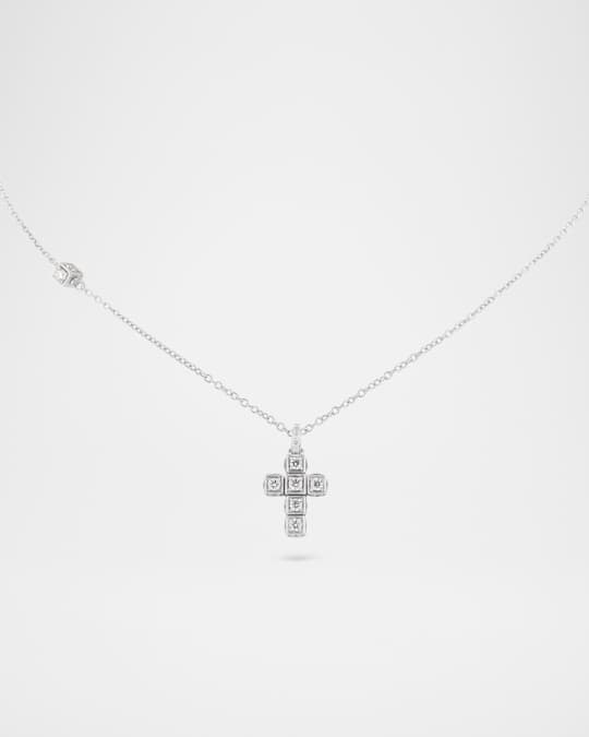 Miseno 18K White Gold Faro Cross Pendant Necklace with Diamonds ...