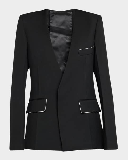 Victoria Beckham Backless Single-Breasted Shrunken Collarless Jacket ...