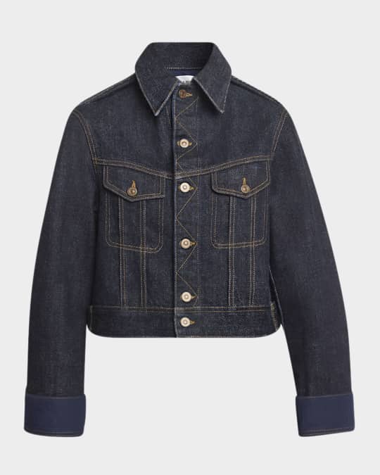 Victoria Beckham Crop Denim Jacket | Neiman Marcus