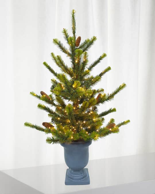 Winward Home Deluxe Village Mix Pine 3.5' Potted Pre-Lit Christmas Tree ...