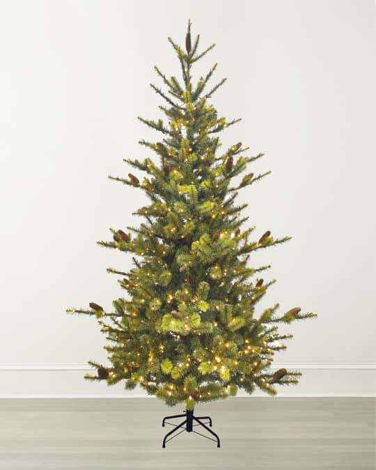 Winward Home Deluxe Village Mix Pine 7.5' Slim Pre-Lit Christmas Tree ...