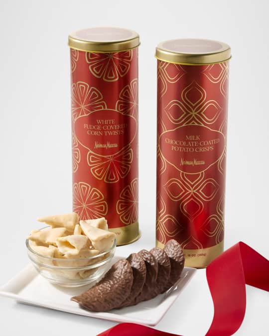 Neiman Marcus White Chocolate Fudge Coated Corn Twists & Milk Chocolate ...