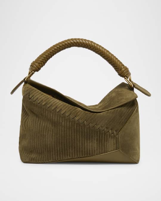 Loewe Puzzle Edge Small Suede Top-Handle Bag | Neiman Marcus