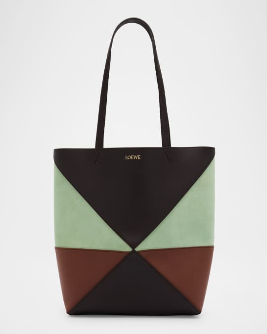 Loewe Puzzle Medium Fold Tote Bag in Colorblock Leather | Neiman Marcus
